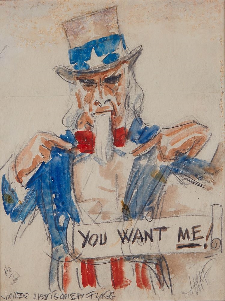 James Montgomery Flagg | Uncle Sam with a banner reading You Want Me ...
