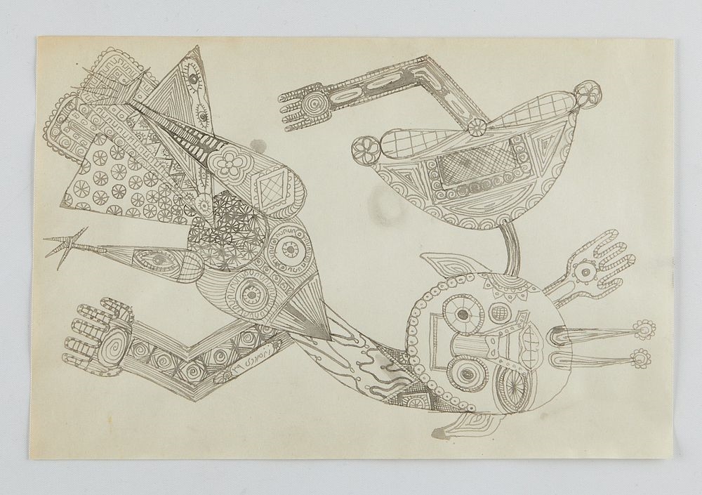 Hossein Zenderoudi | Depicting an abstracted figure made up of a ...