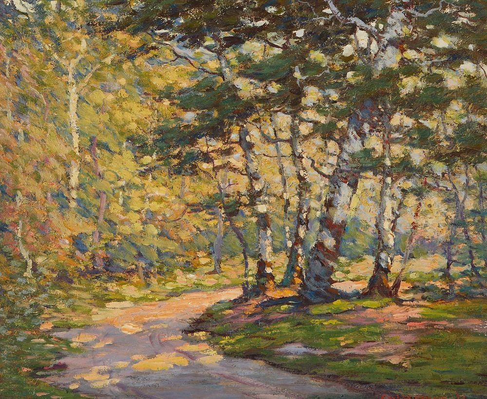 Carl Wendell Rawson | Depicting a dappled scene of a woodland path ...