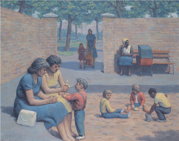 Fermin Rocker | CHILDREN PLAYING IN THE SAND PIT | MutualArt