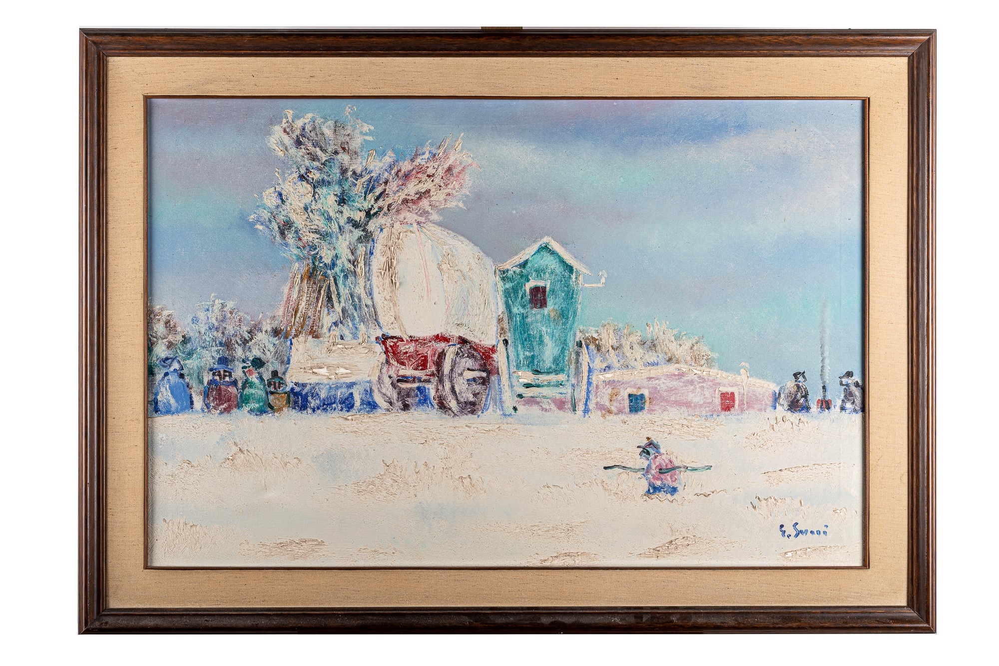 Giuseppe Succi | Snowy Landscape with Cart and Figures | MutualArt