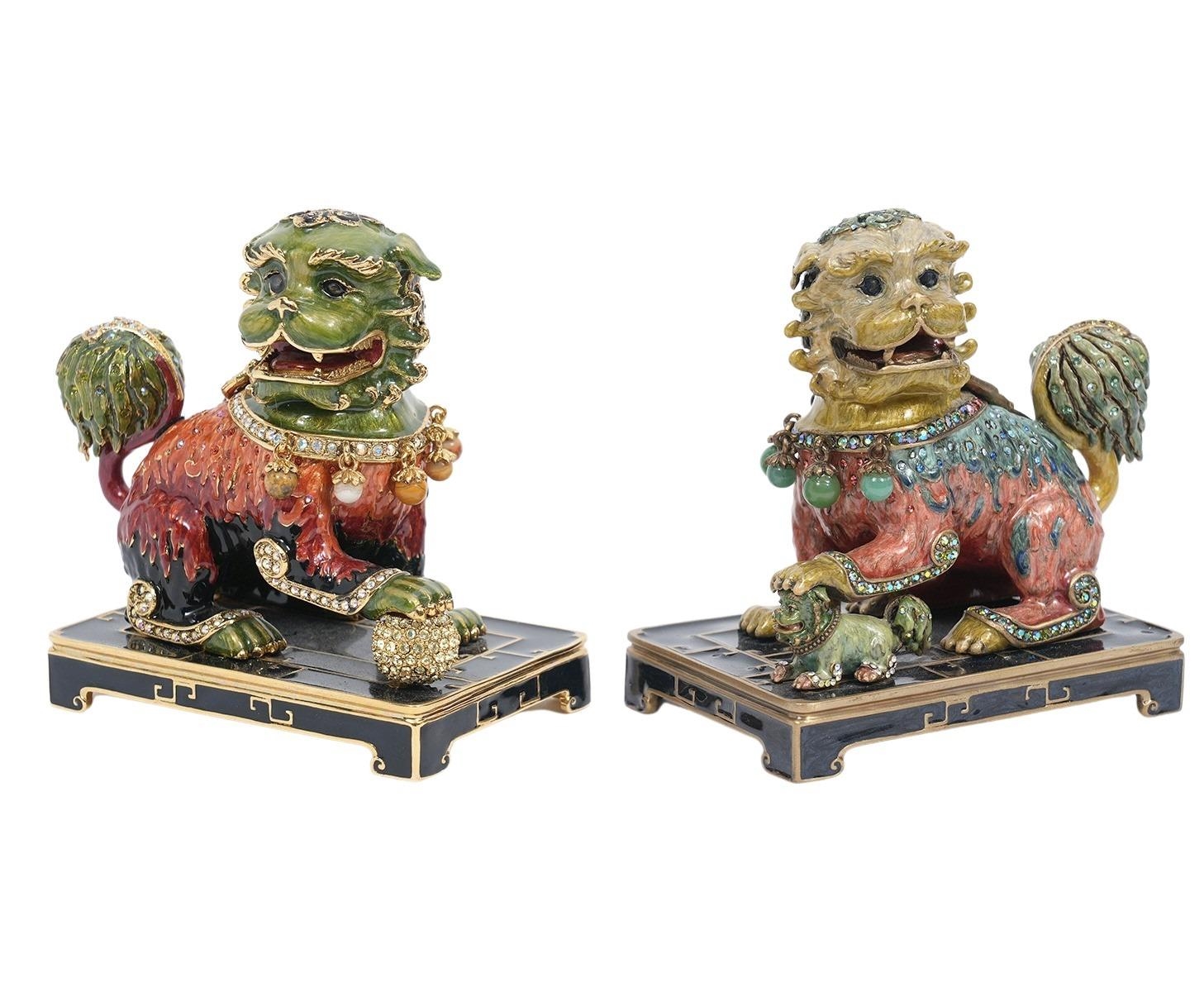 Jay Strongwater | Yin & Yang Guardian Lion Foo Dogs | MutualArt