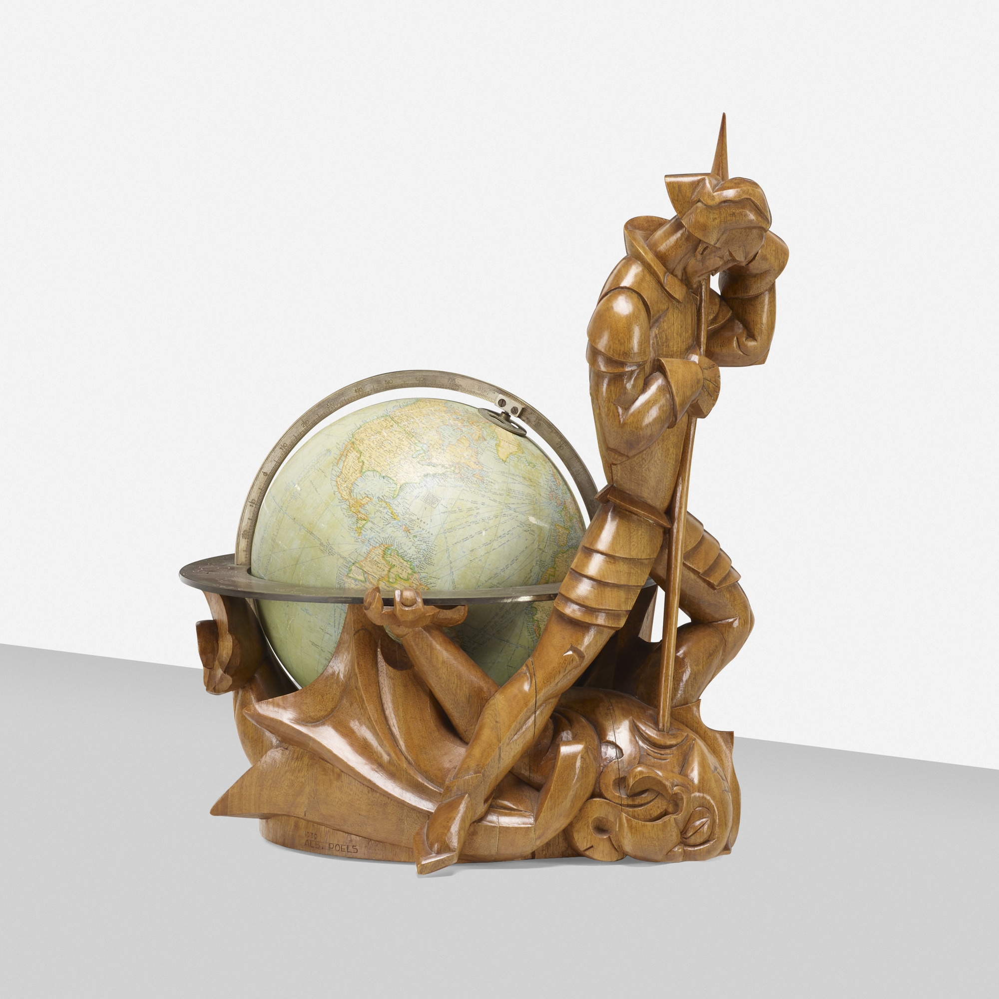 Albert Poels | Important St. George and the Dragon library globe (1939 ...