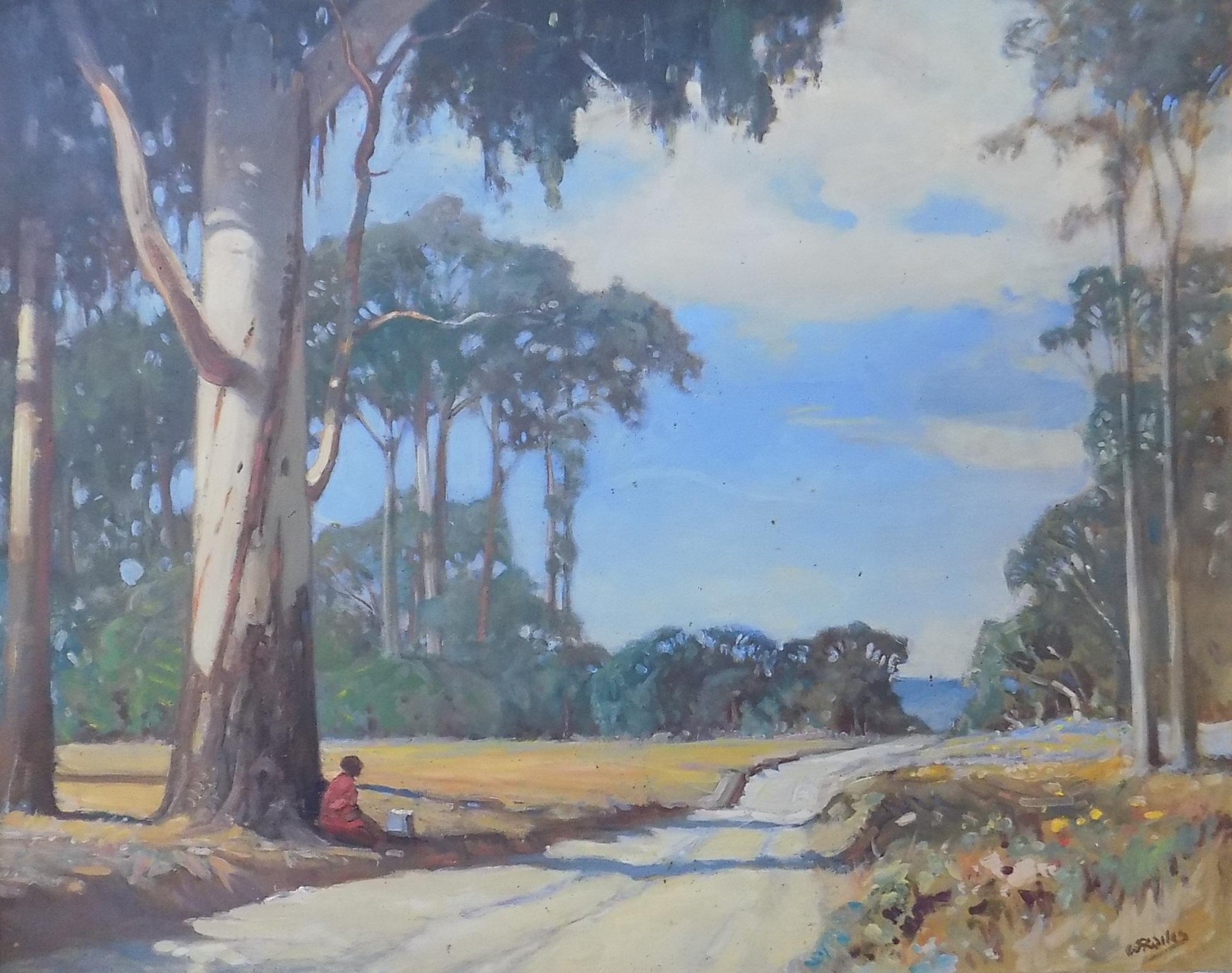 Walter Gilbert Wiles | Winding Roadway with Figure and Gum Trees ...