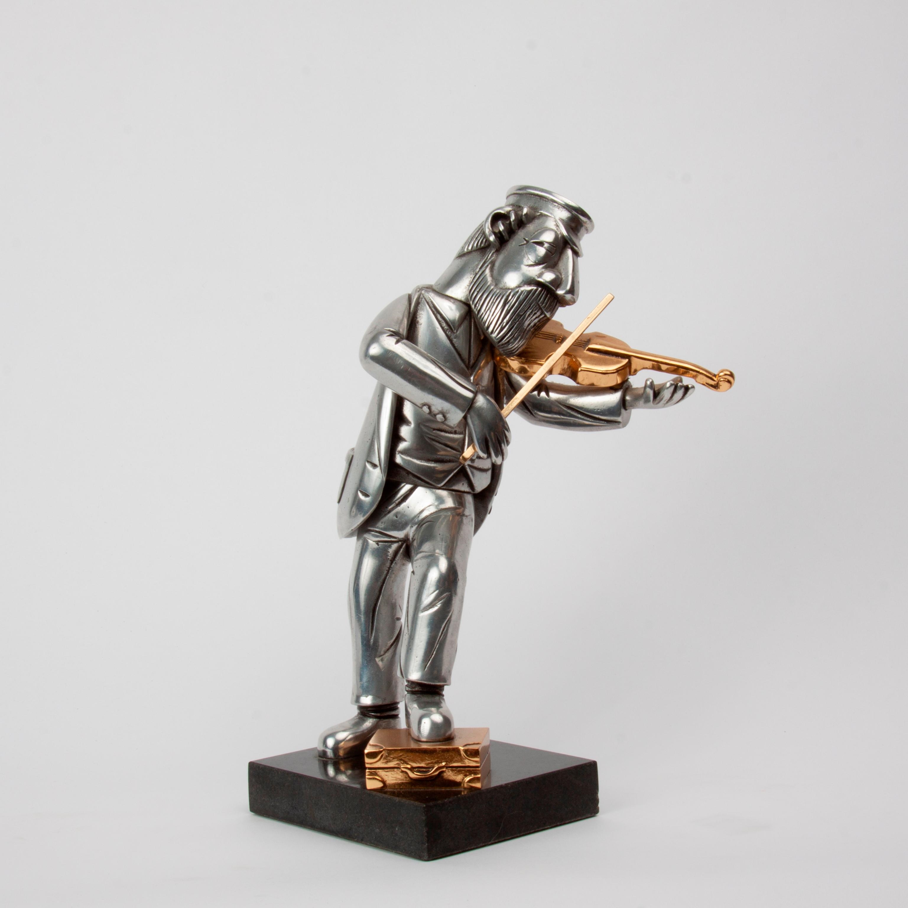 Frank Meisler | A cast metal sculpture of a Hasidic Jewish klezmer ...