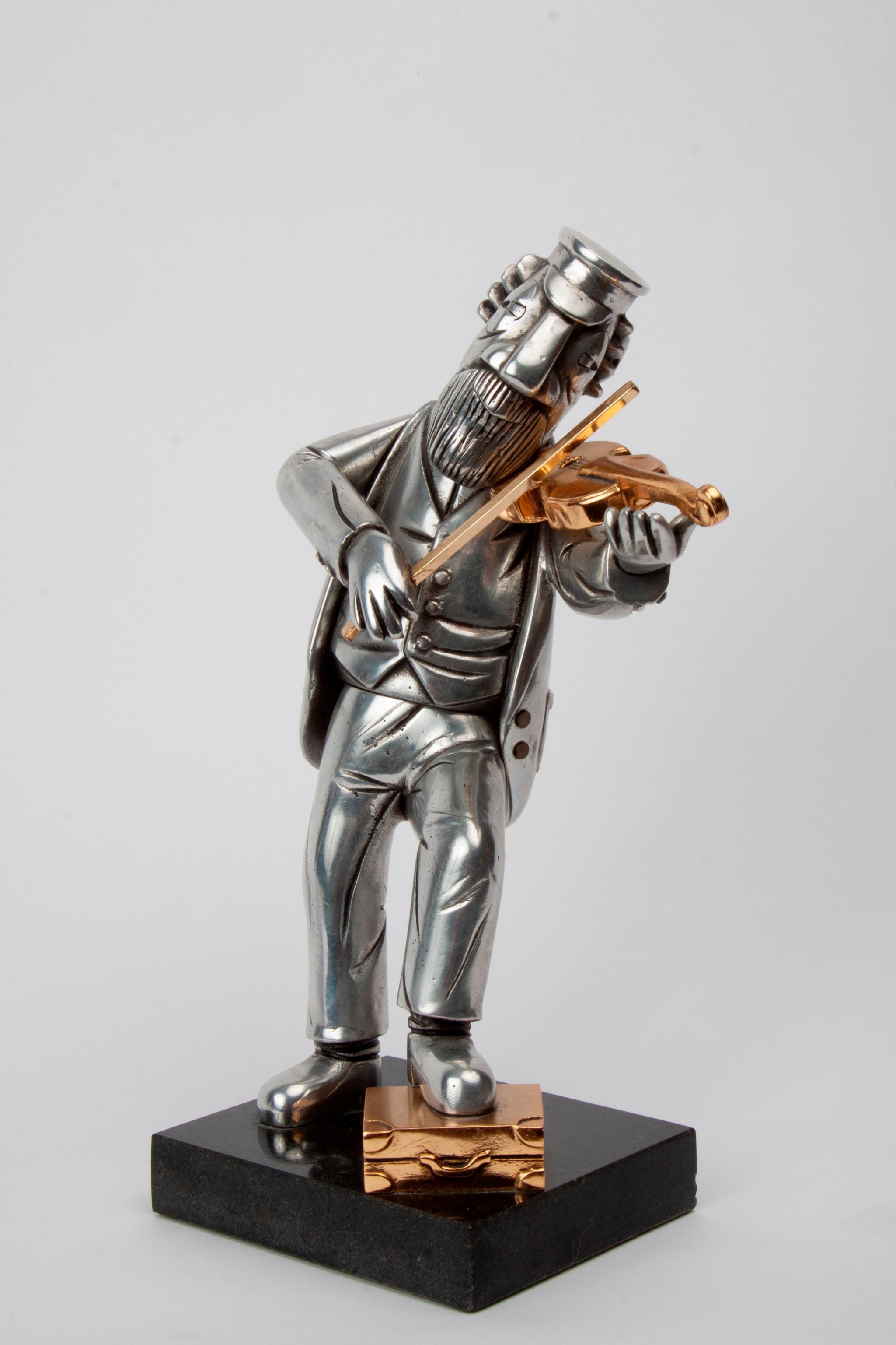 Frank Meisler | A cast metal sculpture of a Hasidic Jewish klezmer ...