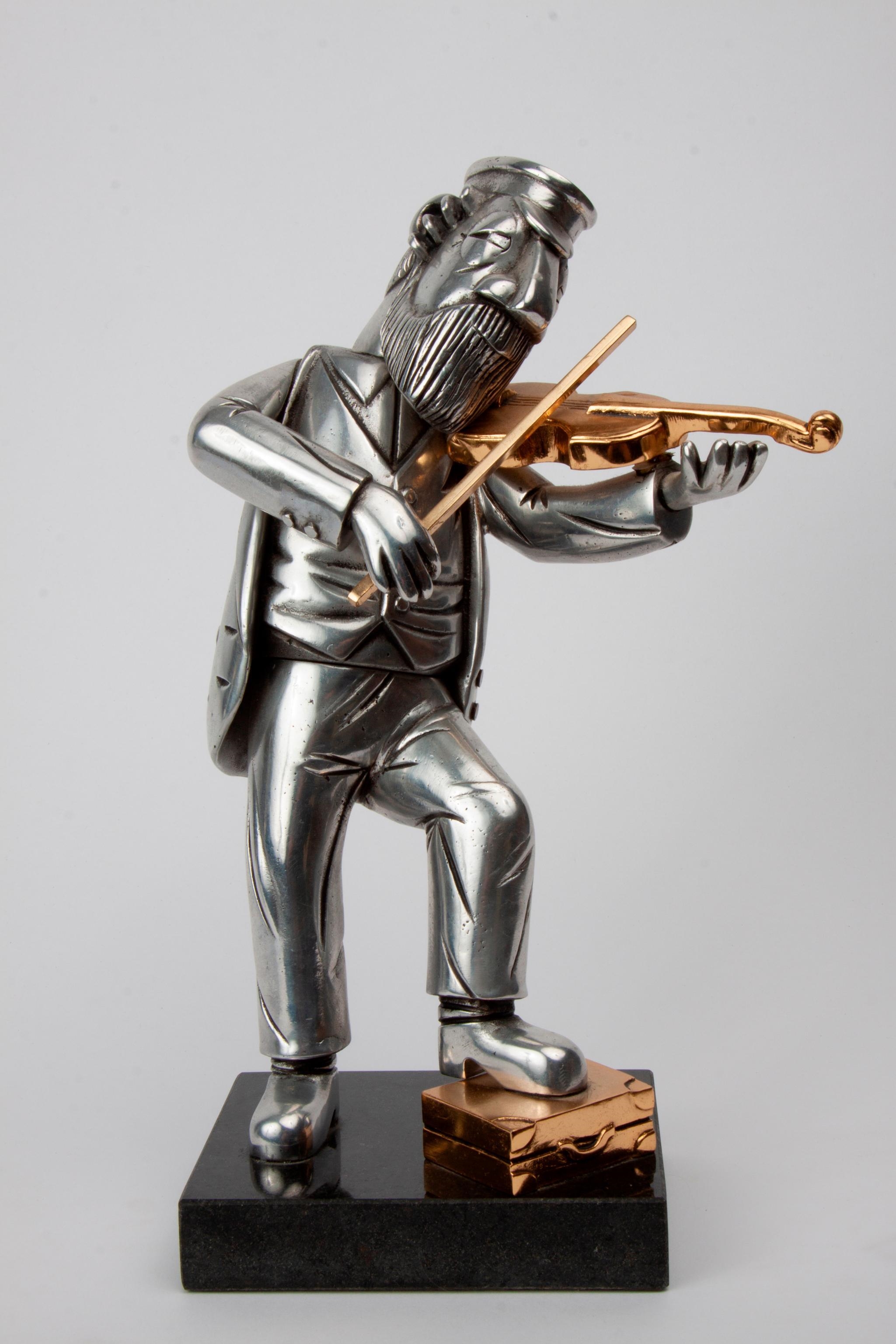 Frank Meisler | A cast metal sculpture of a Hasidic Jewish klezmer ...