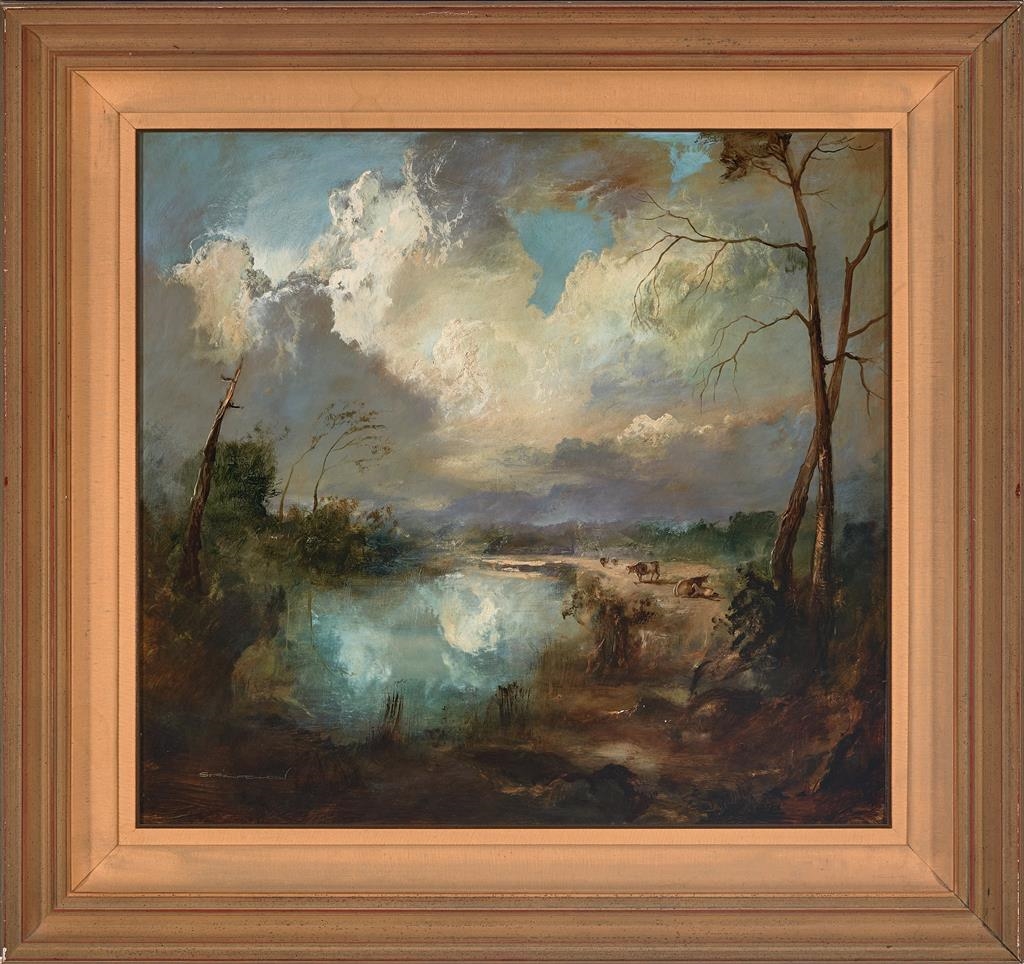 Carl Stringfellow | Cows Resting by the Creek | MutualArt