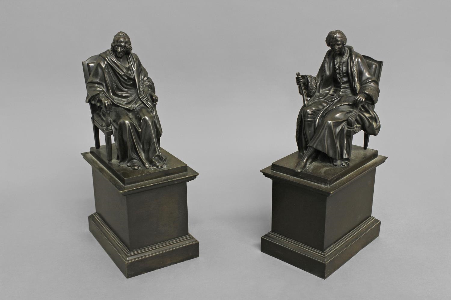 Rousseau | A FINE PAIR OF BRONZE SCULPTURES OF VOLTAIRE AND ROUSSEAU ...