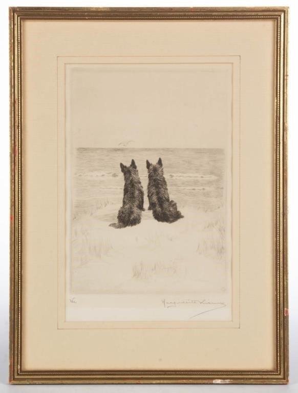 Marguerite Kirmse | depicting two Scottie dogs on the beach (Circa 1930 ...