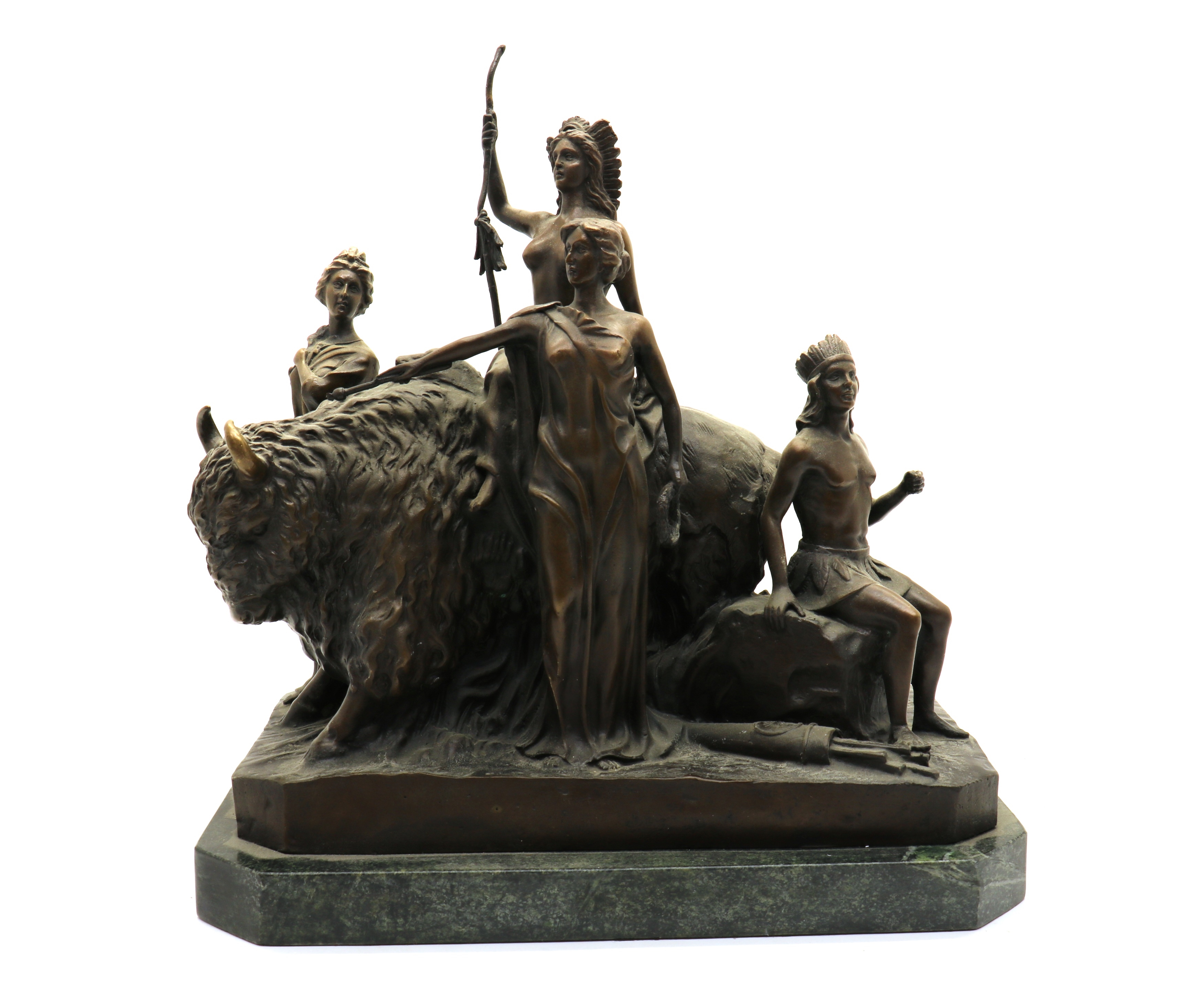 Jean Masier | a bronze figure group depicting a Native Americans ...