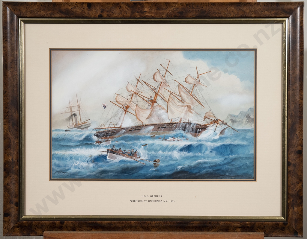 George Frederick Gregory | HMS Orpheus Wreck at Onehunga (1863) | MutualArt