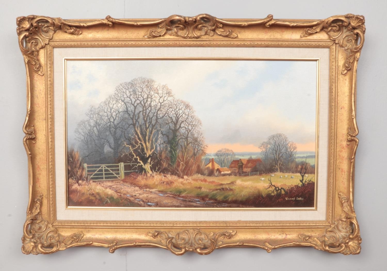 Vincent Selby | Vincent Selby, gilt frame oil on canvas, rural ...
