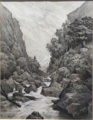 Antoine Napoléon Brunet de Boyer | Passage du torrent en montagne ...