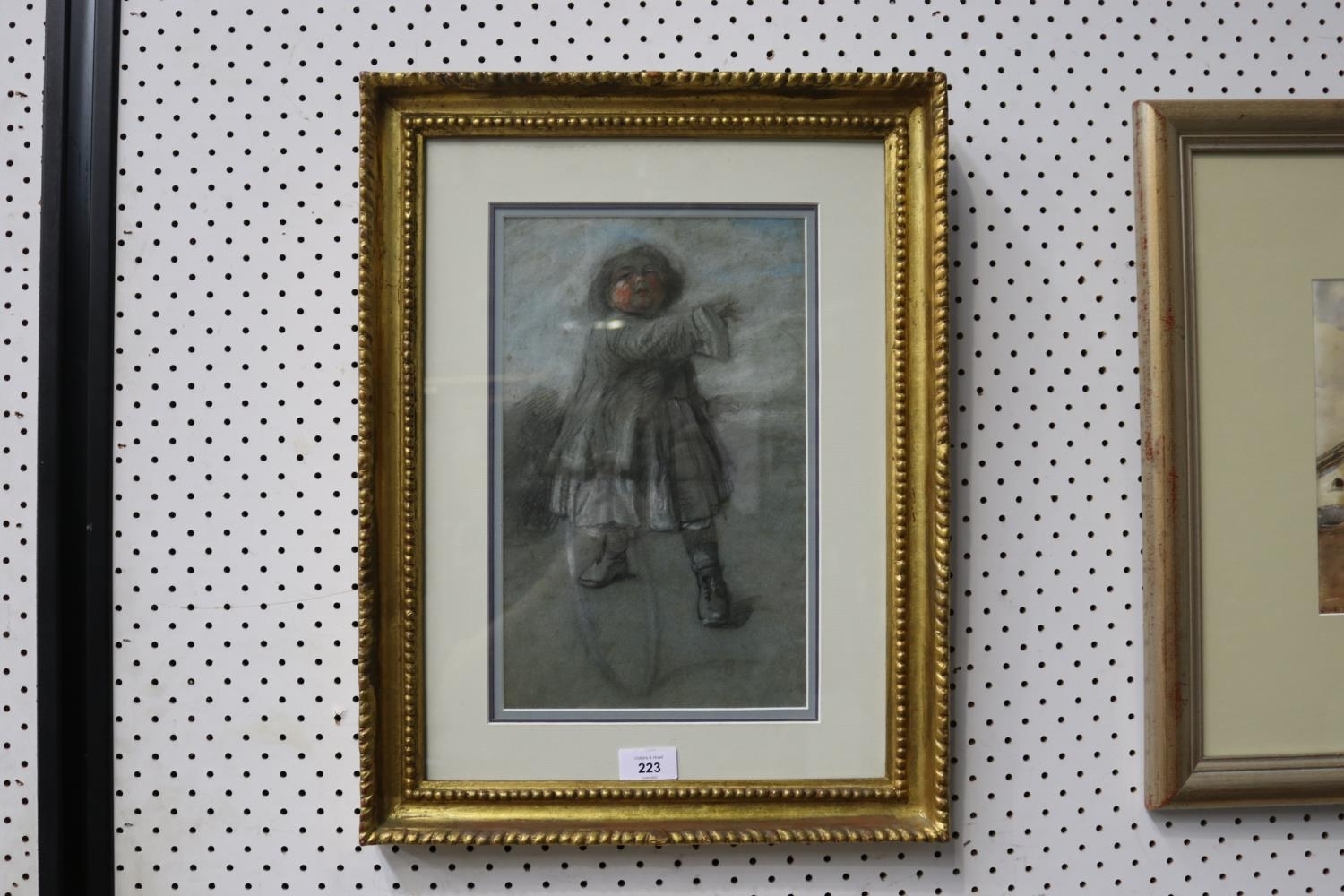 Iso Rae | pastel of a young girl playing with a hoop; Young Girl ...