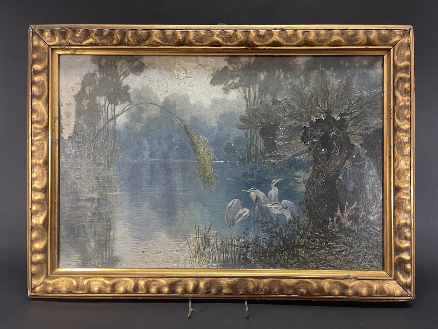 Ferdinand Schebek | Herons beside a lake | MutualArt
