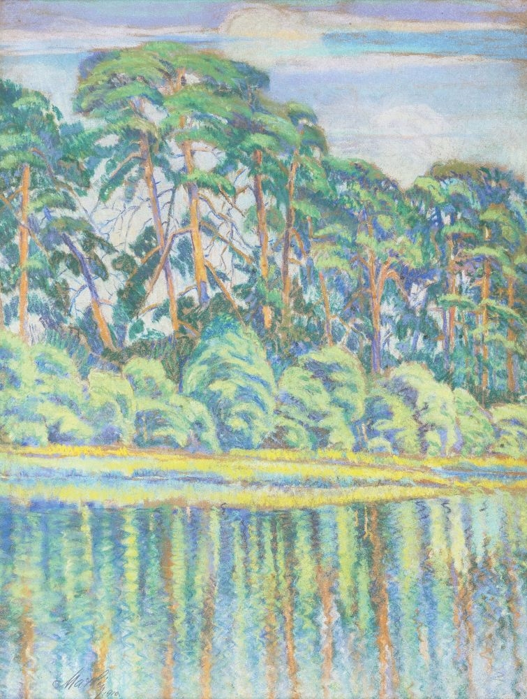 Georg Alexander Mathey | Pines by a Lake (1921 - 1929) | MutualArt