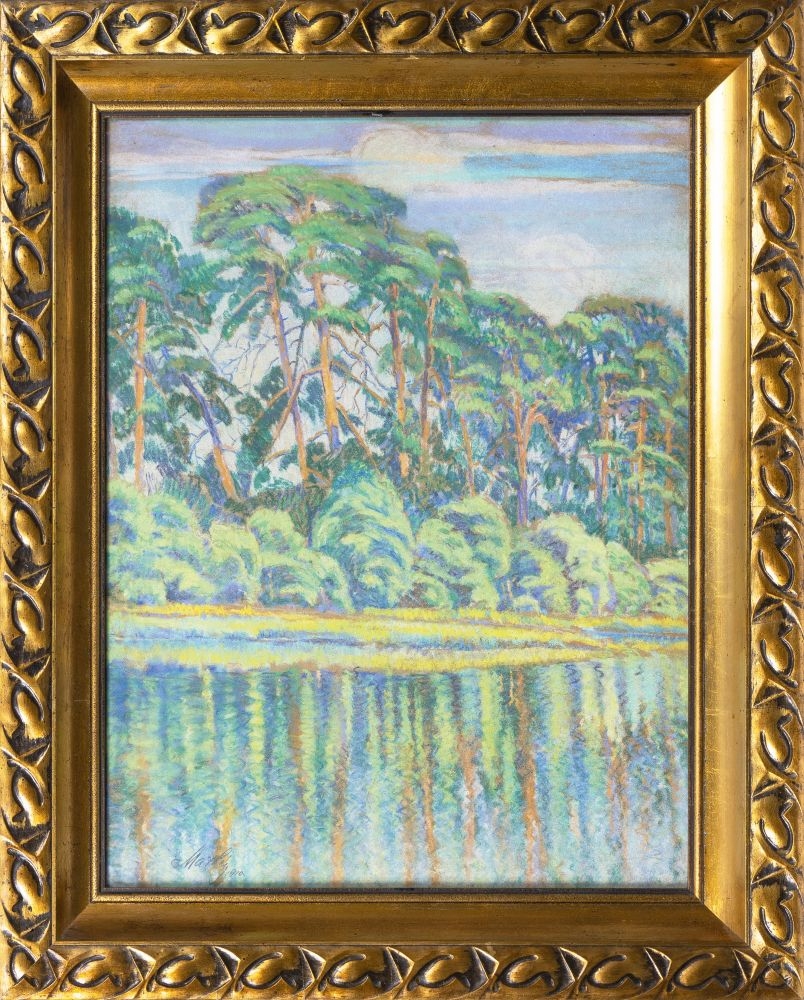 Georg Alexander Mathey | Pines by a Lake (1921 - 1929) | MutualArt