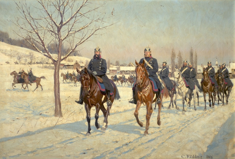 Carl Röchling | Preußische Kavallerie im Schnee (1916) | MutualArt