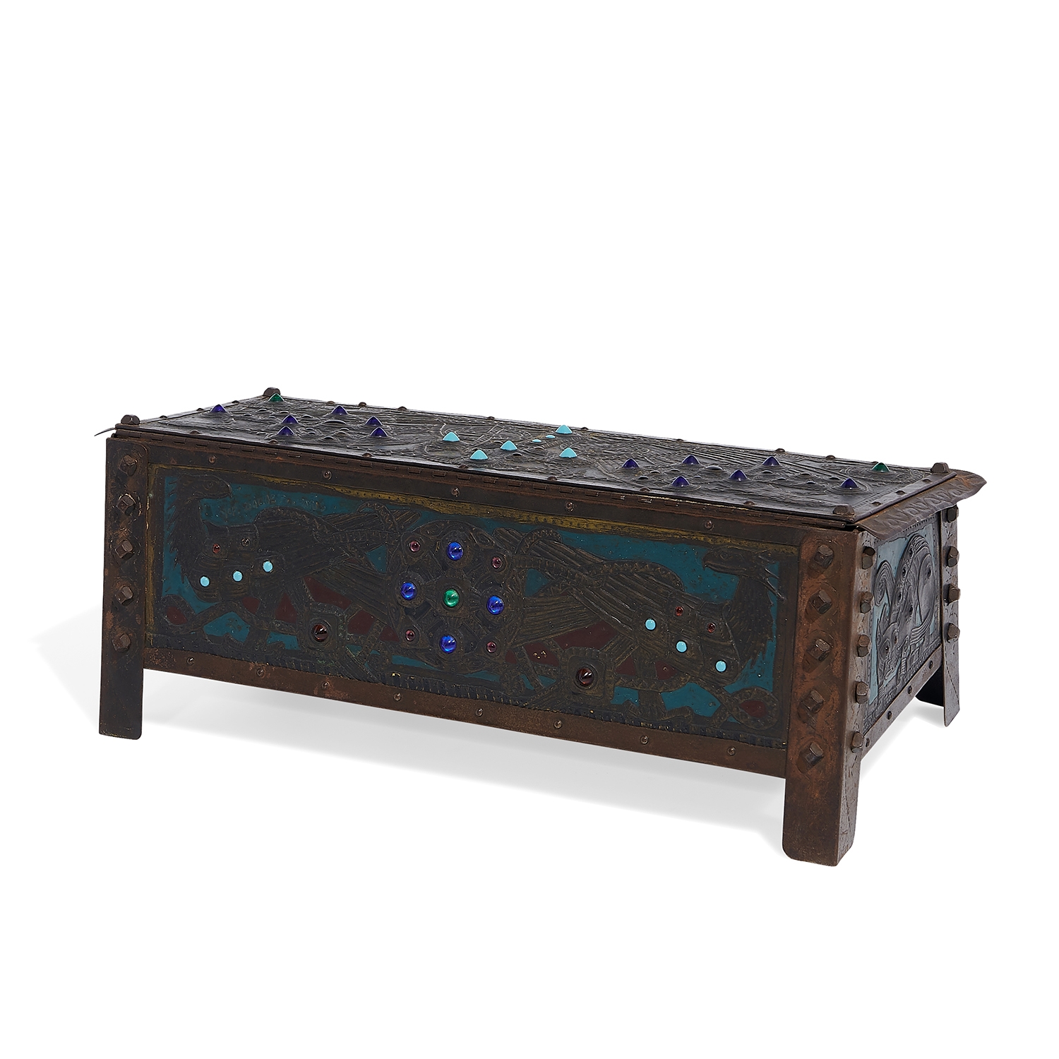 Alfred-Louis-Achille Daguet | large rectangular chest with slant lid ...