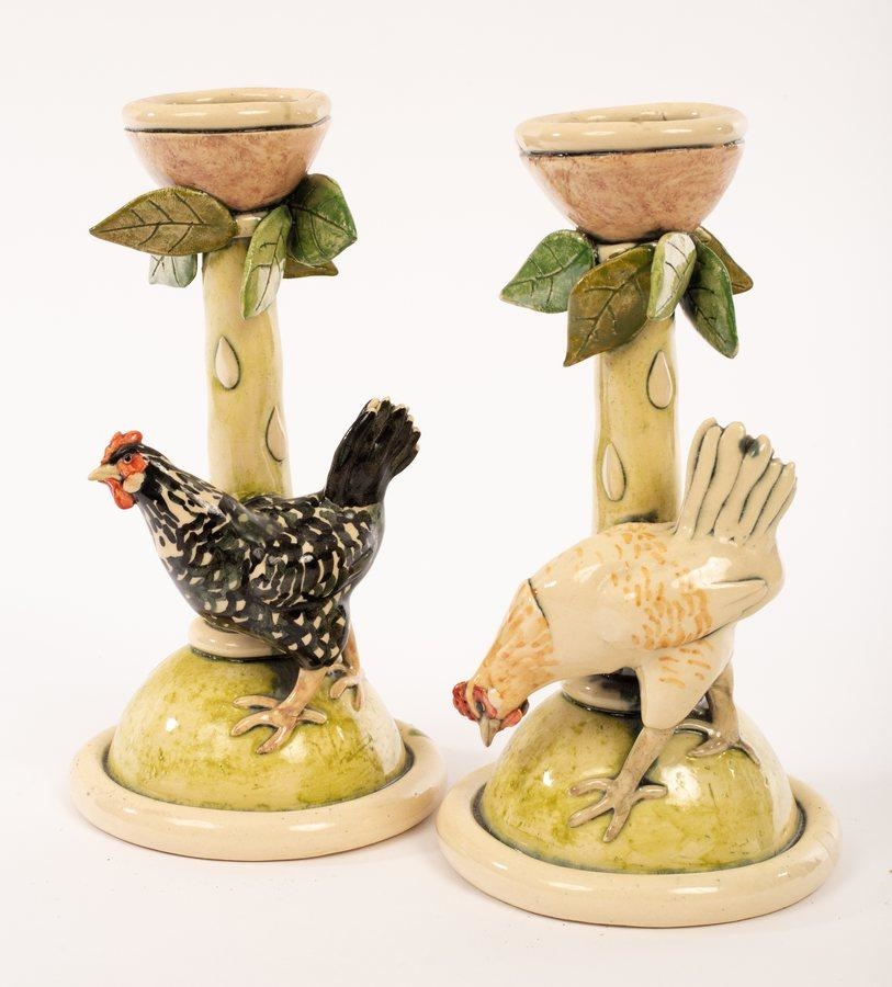 Anna Lambert | a pair of studio pottery candlesticks | MutualArt