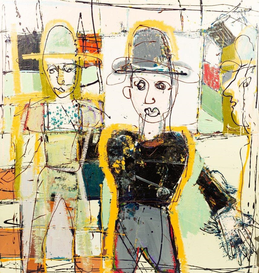 John Kiki | Three Men in Hats | MutualArt