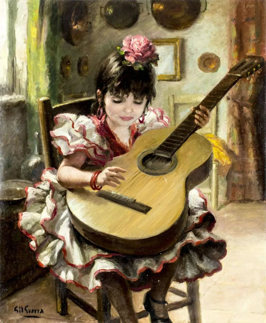 Enrique Gil Guerra | Spanish Girl Playing Guitar | MutualArt
