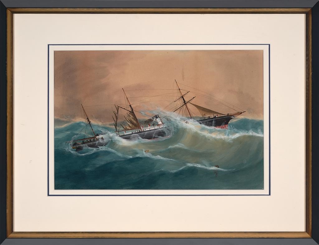 George Frederick Gregory | Steamer Caught in a Storm | MutualArt