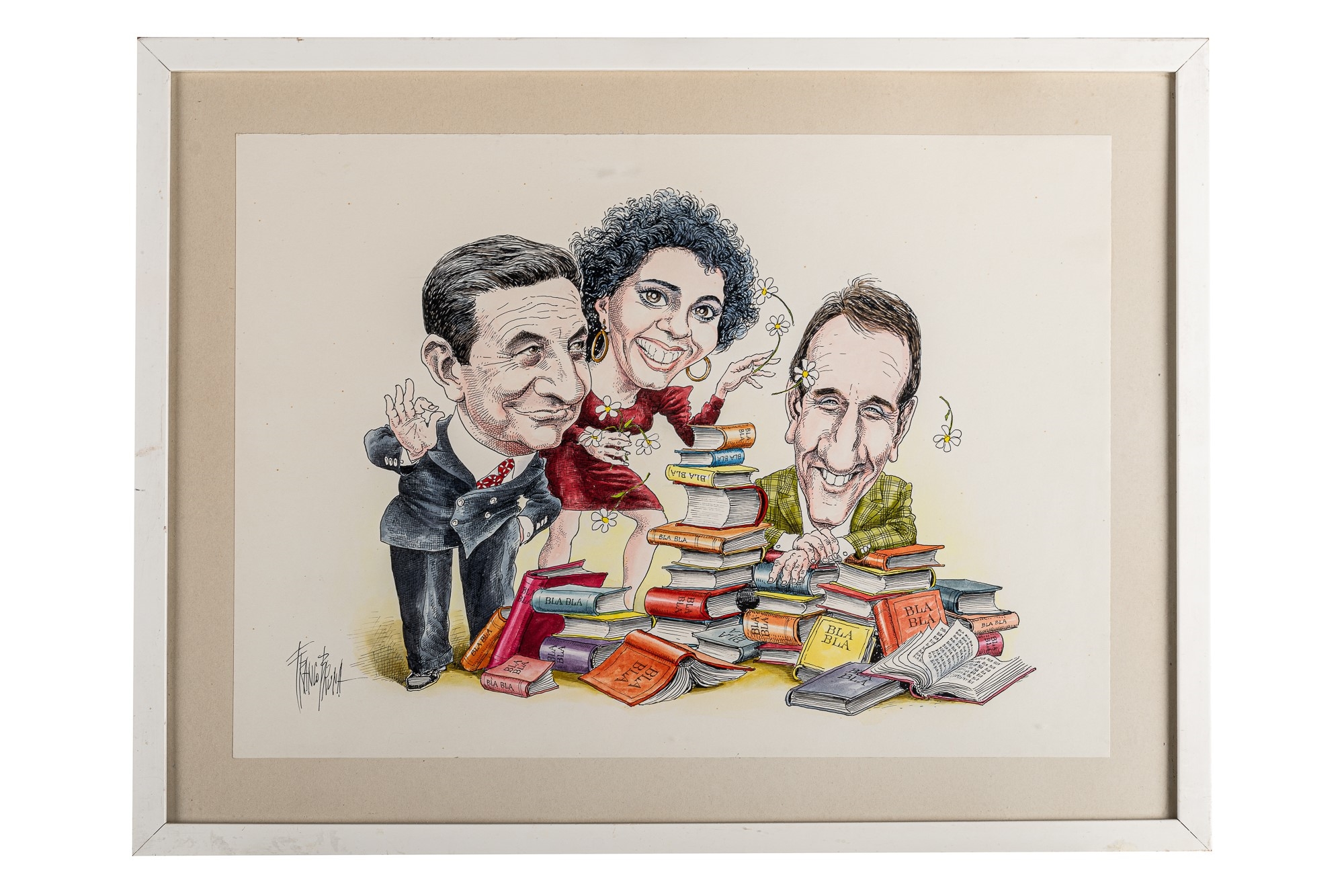 Franco Bruna | Caricature of Luciano Rispoli, Anna Carlucci and Gian ...