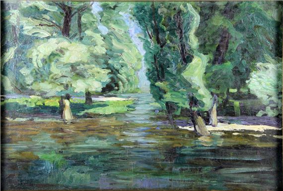 Wilhelm Volz | Waldlandschaft mit Gewässer | MutualArt