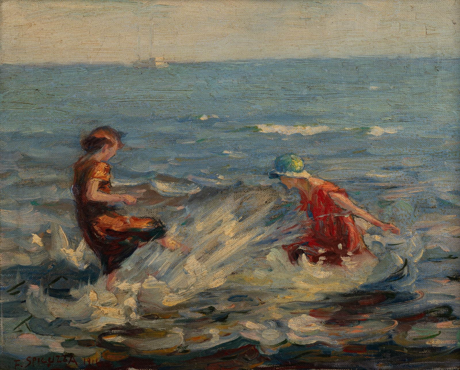 Francesco J. Spicuzza | Two Girls Splashing (1916) | MutualArt