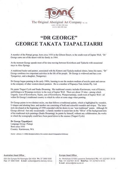 George Takara Tjapaltjarri | Tingari Cycle (1999) | MutualArt
