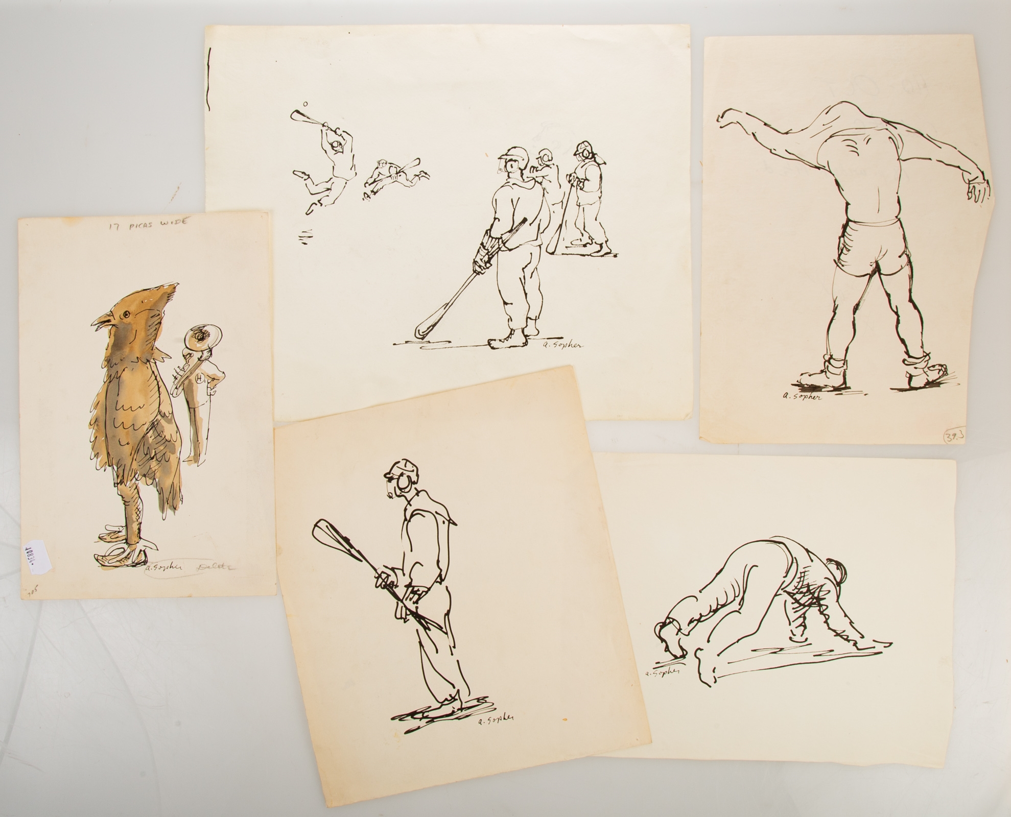 Aaron Sopher | Five Unframed Drawings | MutualArt