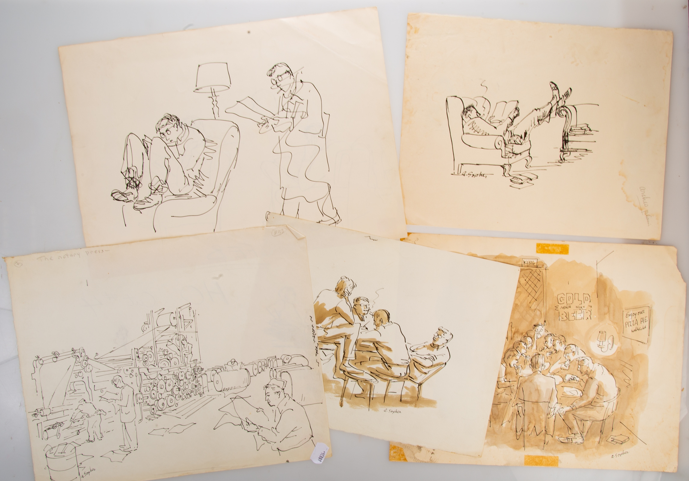 Aaron Sopher | Five Unframed Drawings | MutualArt