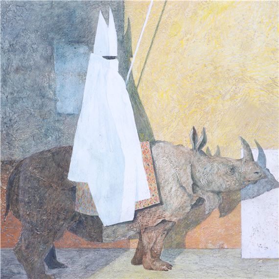Gerald G. Boyce | untitled robed man on hippo (1950) | MutualArt