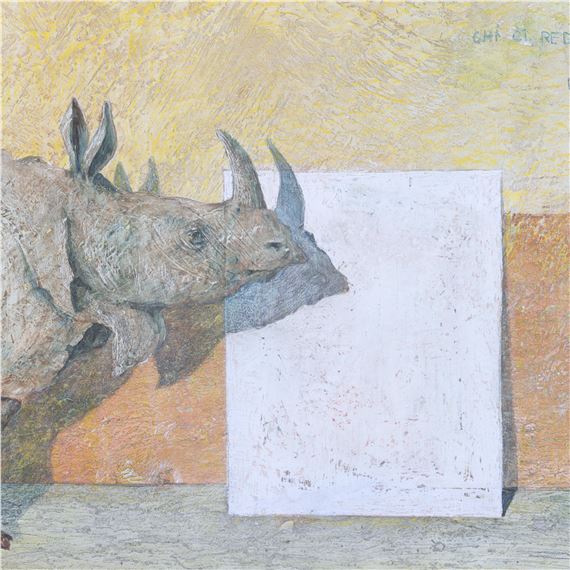 Gerald G. Boyce | untitled robed man on hippo (1950) | MutualArt