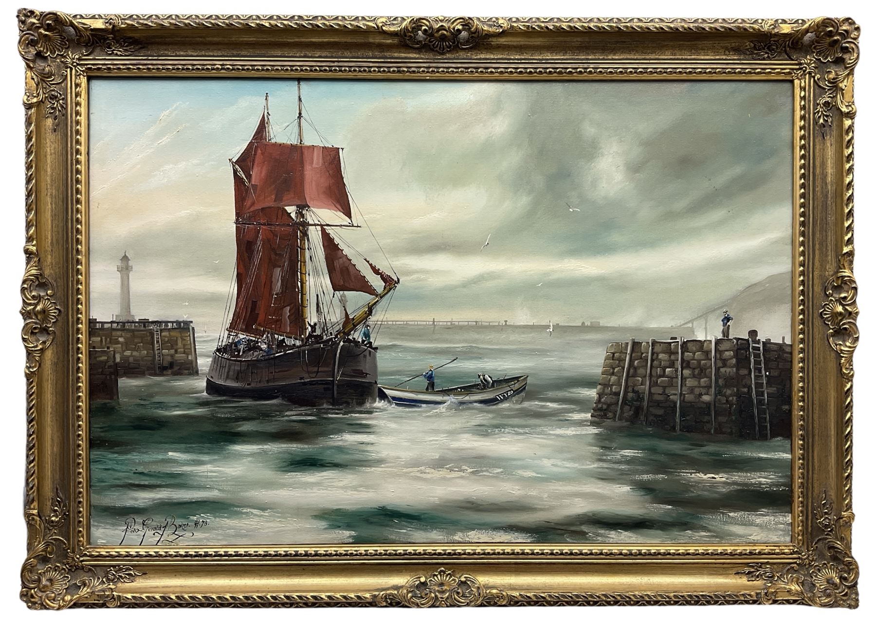 Peter Gerald Baker | Fishing Boat and Ship in Full Sail at Whitby ...