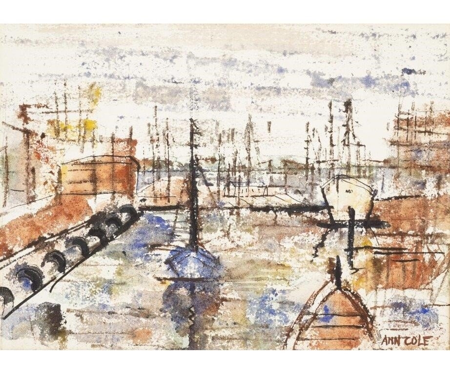 Ann Cole Phillips | Abstract of harbor scenes and sailboats | MutualArt