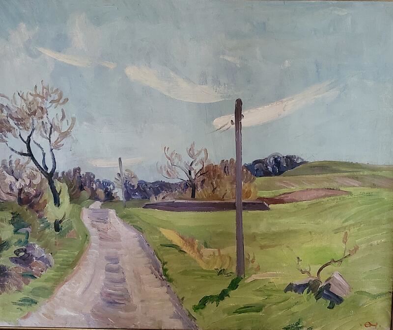 Edvard Ølund Hansen | landscape with road and telephone poles | MutualArt