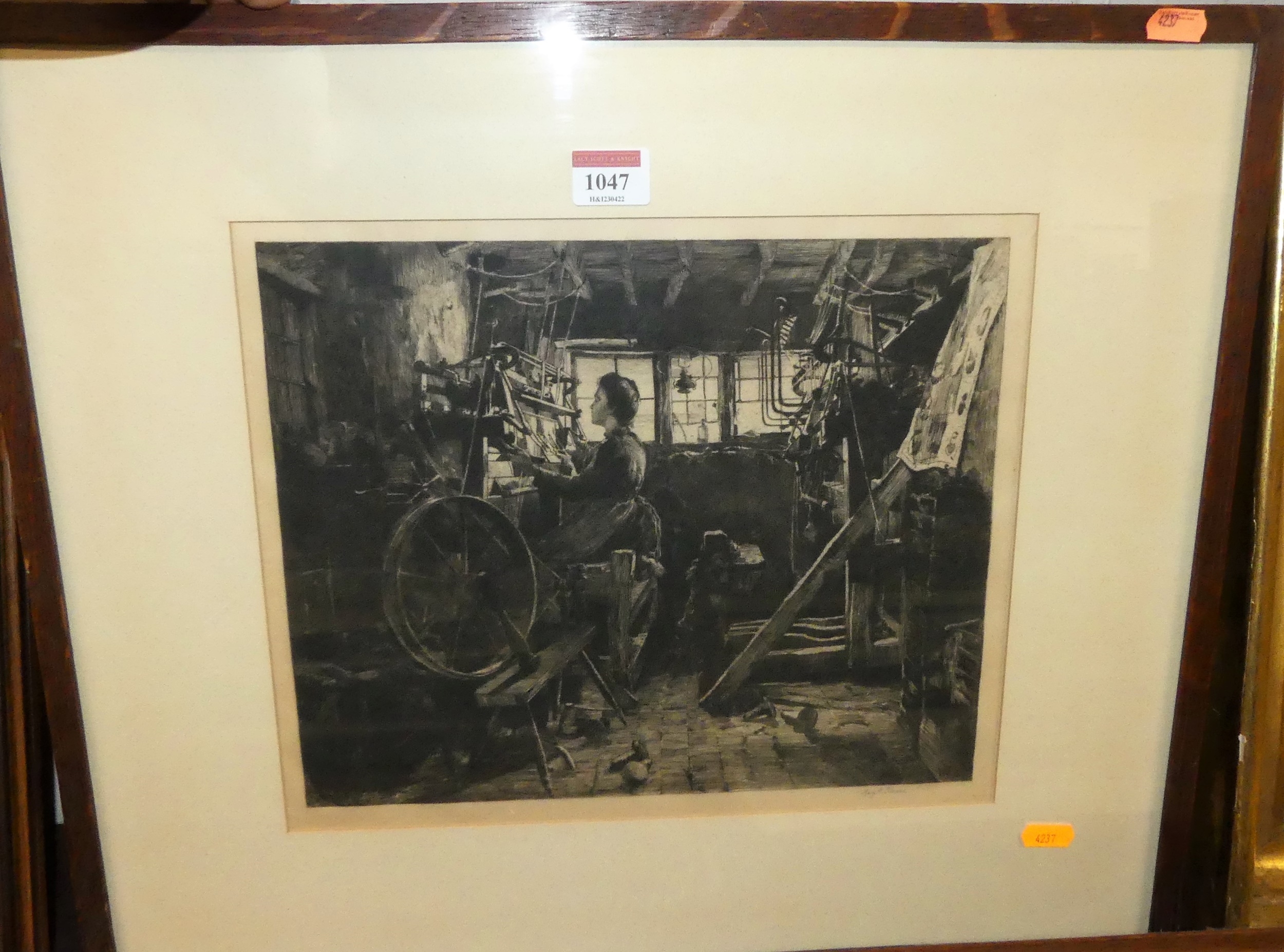 Mary Annie Sloane | - Interior scene with lone woman at the spinning ...