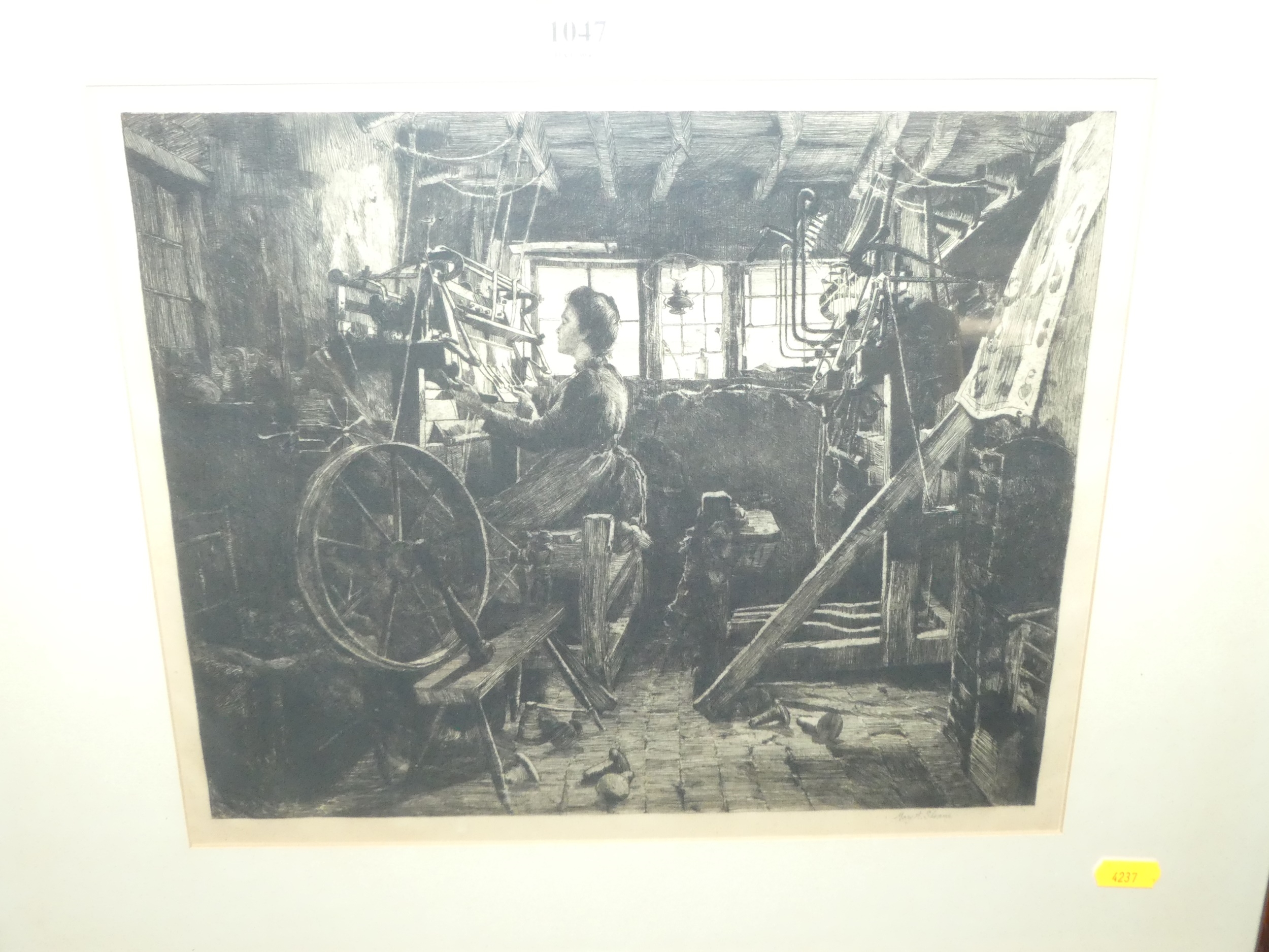 Mary Annie Sloane | - Interior scene with lone woman at the spinning ...