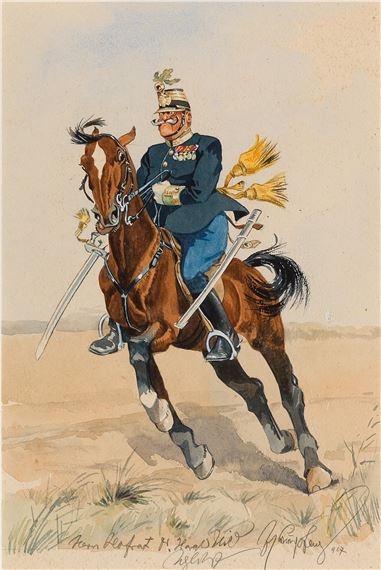 Fritz Schönpflug | Imperial Royal officer galloping with drawn sword ...