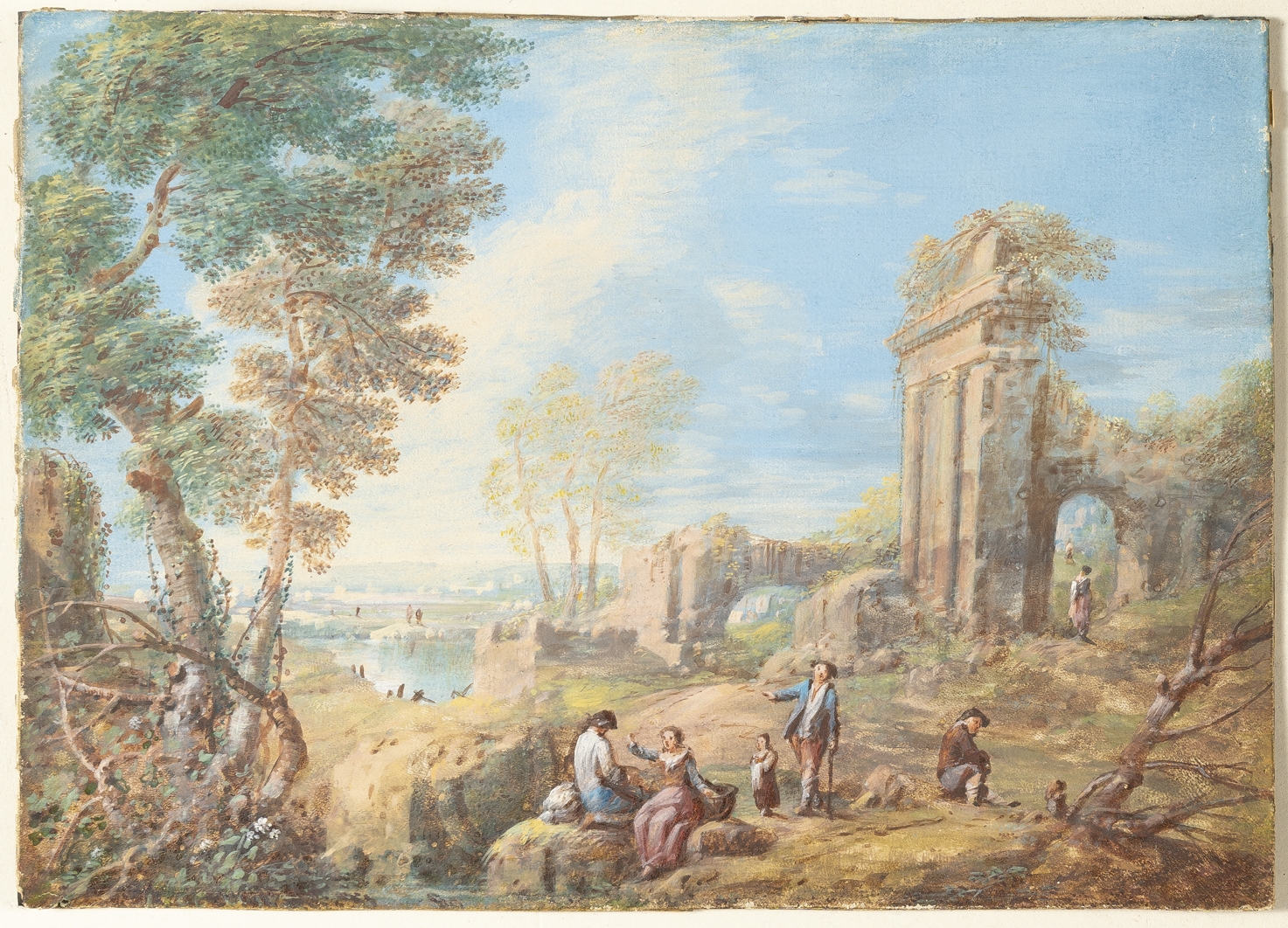 Francesco Zuccarelli | Italian landscape with figures and ruins | MutualArt