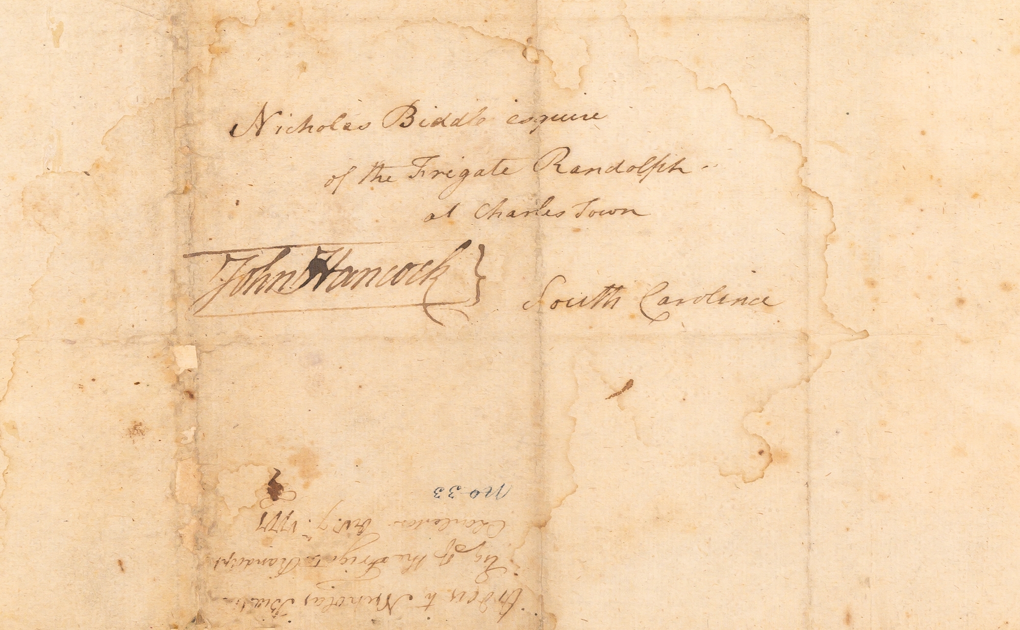 John Hancock | JOHN HANCOCK Signed naval orders sent to Captain Nicholas Biddle | MutualArt