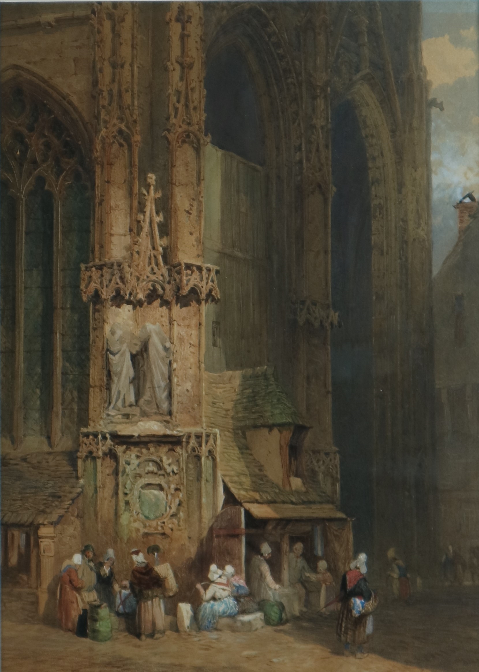 Samuel Prout | Gathering outside a Continental Cathedral | MutualArt