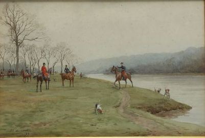 Maurice de Castex | Hunting scene with amazon and military (69) | MutualArt