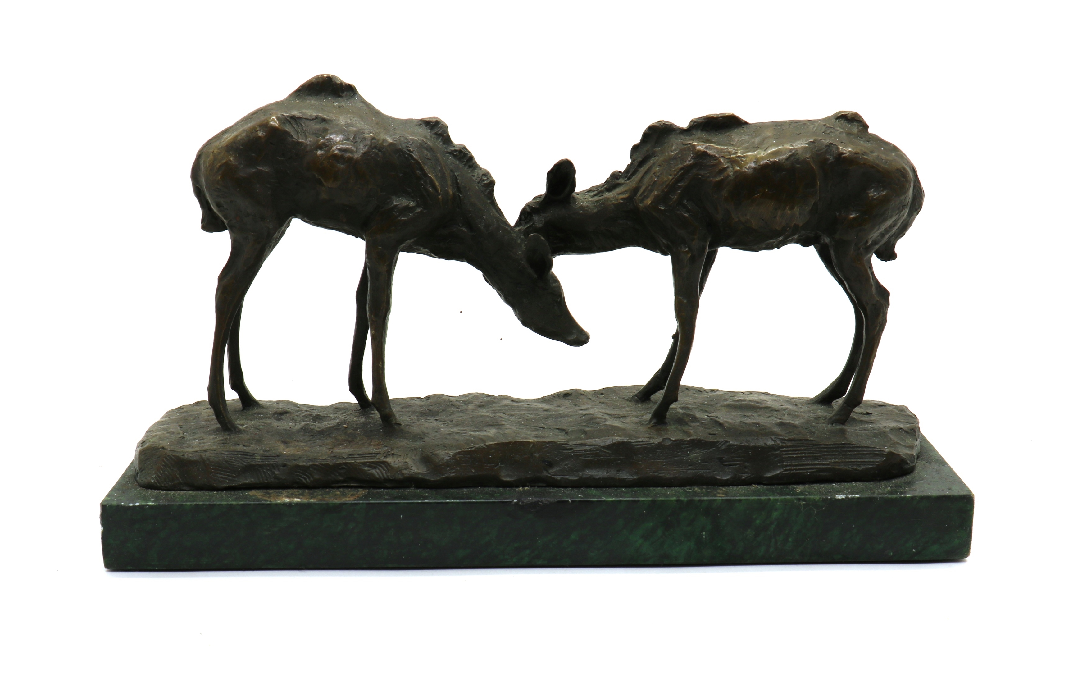 Jean Masier | a bronze figure group of two does on a naturalistic base ...
