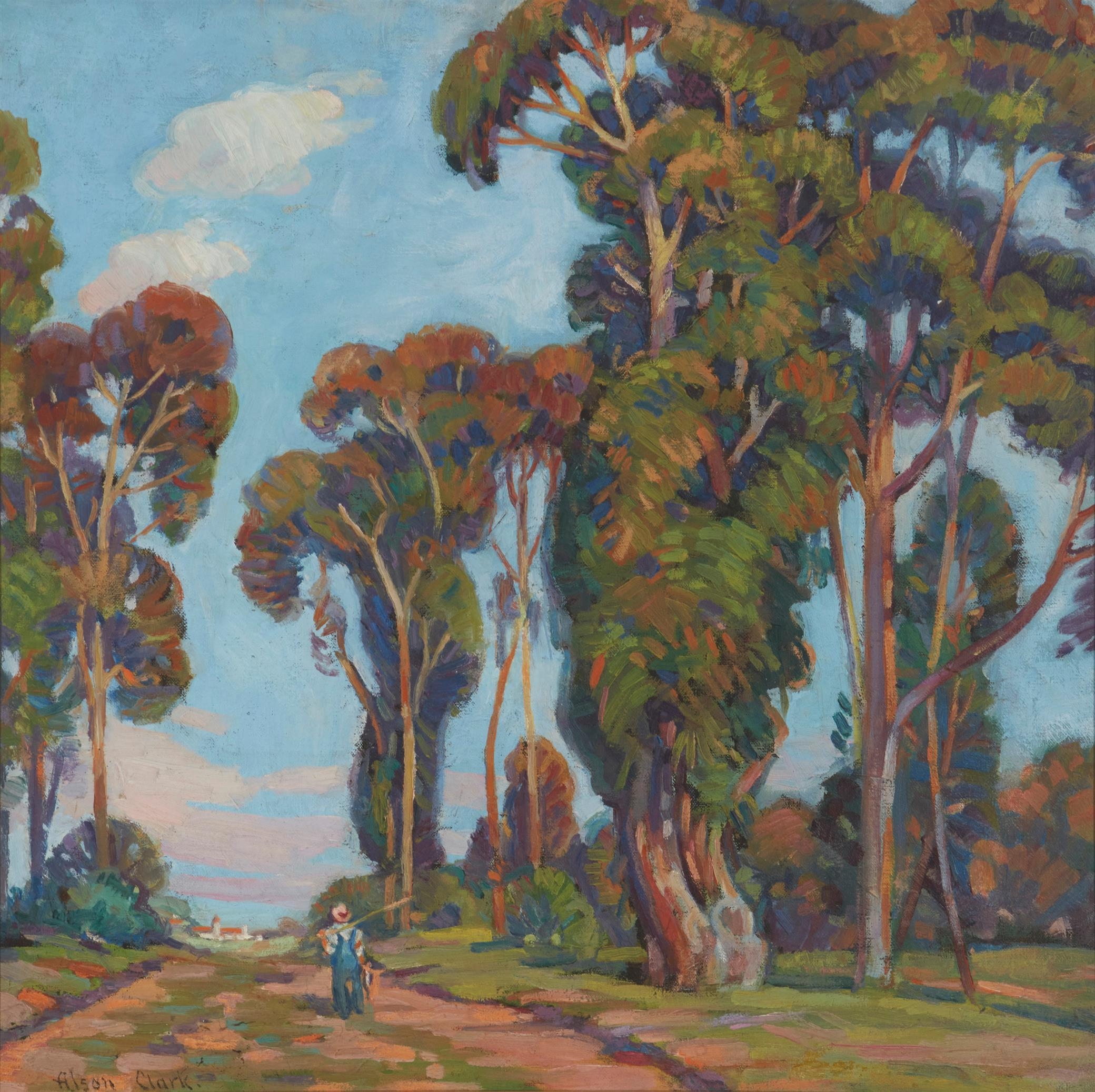 Alson Skinner Clark | Eucalyptus landscape with fisherman | MutualArt