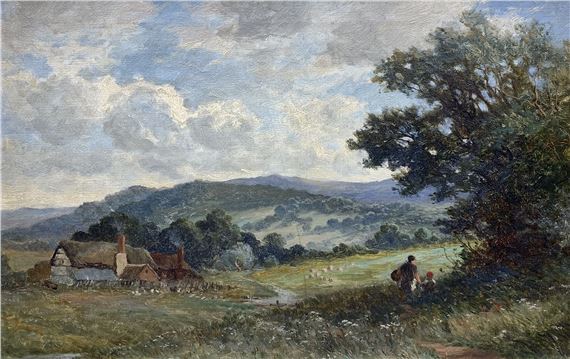 John Bates Noel | Landscape of the Chiltern Hills with Farm and Figures ...