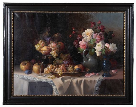 Rudolf Stoitzner | Oil on canvas painting of still life table setting ...